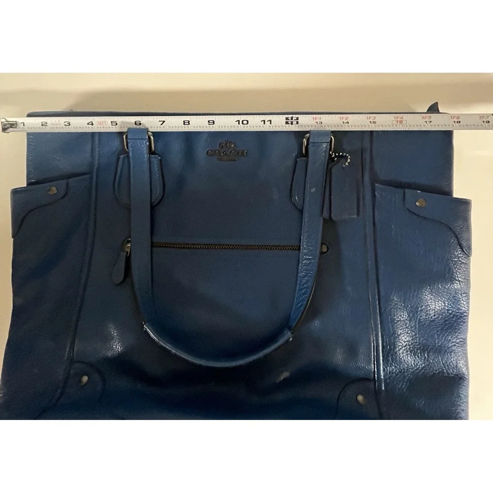 Coach | Bags | Coach Large Grain Leather Top Handle Bag Denim Royal ...